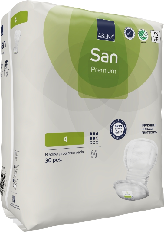 Kroppsformat Skydd Abena San Premium 4 Vit 4 Droppar 30st - Inkontinensskydd - ikontor.se